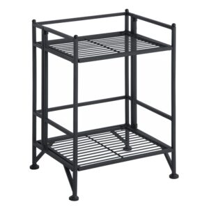 convenience concepts xtra storage 2 tier folding metal shelf, black