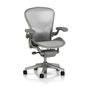 herman miller classic aeron task chair: tilt limiter w/seat angle adj - posturefit support - fully adj vinyl arms - hard floor casters