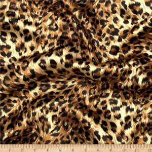 charmeuse satin big cheetah tan/brown/black, fabric by the yard