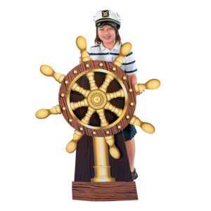 fun express ship wheel standup for party - party decor - large decor - floor stand ups - party - vbs vacation bible school supplies/decor - 1 piece