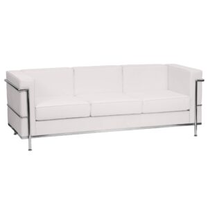 flash furniture hercules regal series contemporary white leathersoft sofa with encasing frame