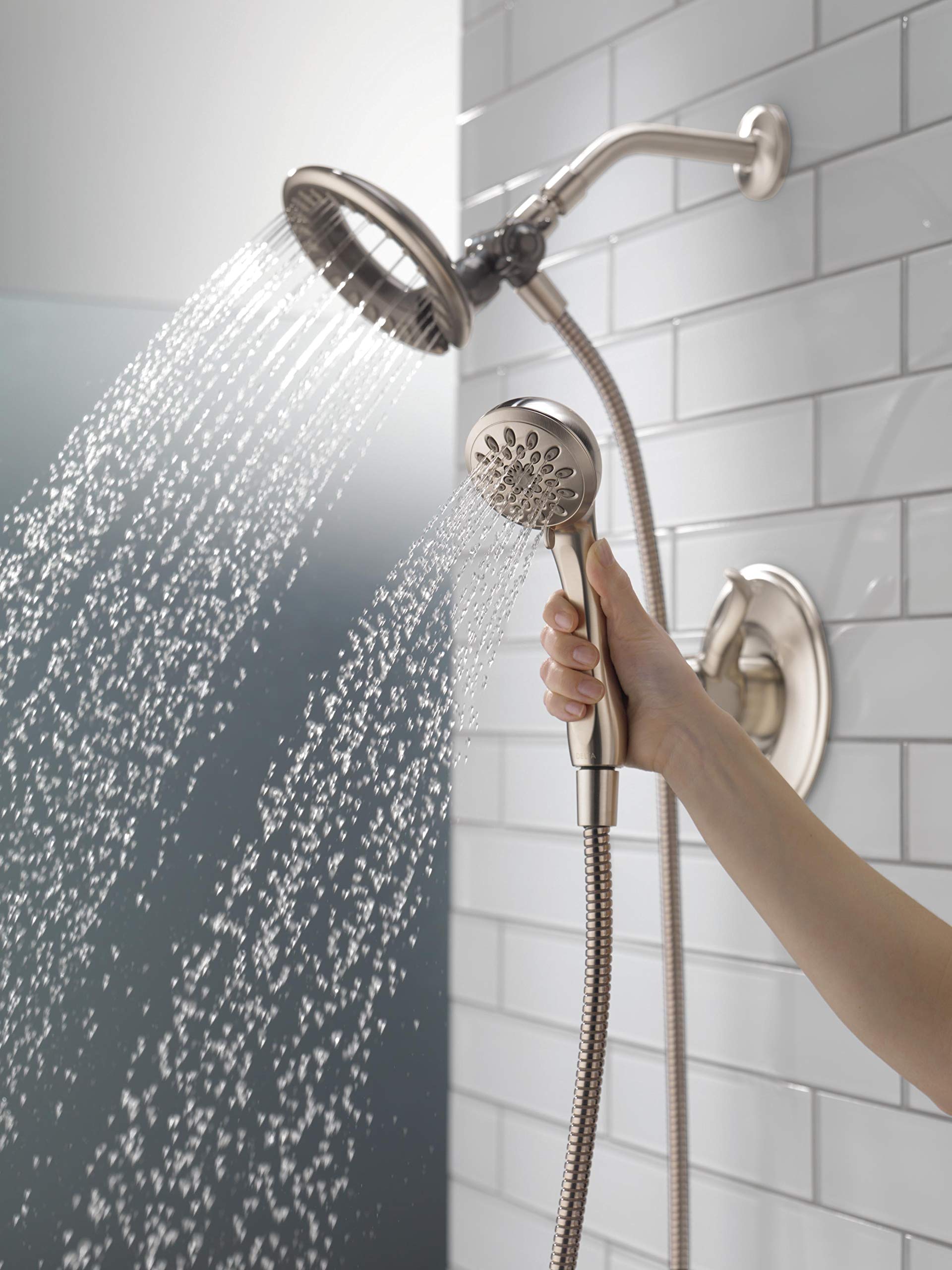 Delta Faucet Linden 17 Series Dual-Function Shower Faucet, Shower Trim Kit with 4-Spray In2ition 2-in-1 Dual Hand Held Shower Head with Hose, Stainless T17294-SS-I (Valve Not Included)