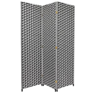 red lantern 6 ft. tall woven fiber black/white-3 panel room divider