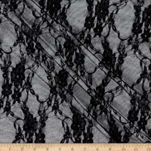 giselle stretch floral lace black, fabric by the yard