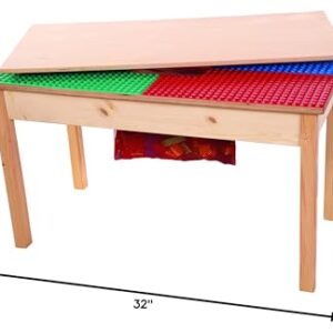 Fun Builder Table-Compatible with Lego® Brand Blocks with Built in Mesh Net 32"x16" Made in USA! Solid Wood Frame and Legs. Built to Last! Ages 5 and Older!