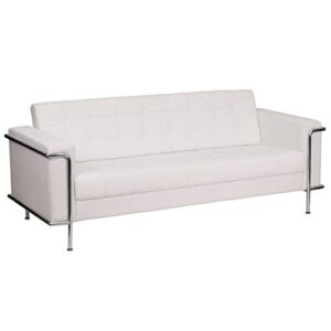 signature design by ashley hercules lesley series contemporary white leathersoft sofa with encasing frame