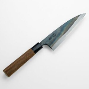 honmamon "motokane funayuki hocho (kitchen knife) 165mm(abt 6.5 inch), blade edge : aogami steel kuro uchi, double bevel