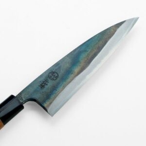 HONMAMON "MOTOKANE Funayuki Hocho (Kitchen Knife) 165mm(ABT 6.5 Inch), Blade Edge : Aogami Steel Kuro Uchi, Double Bevel