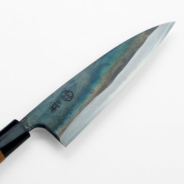 HONMAMON "MOTOKANE Funayuki Hocho (Kitchen Knife) 165mm(ABT 6.5 Inch), Blade Edge : Aogami Steel Kuro Uchi, Double Bevel