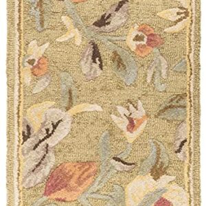 SAFAVIEH Blossom Collection 2' x 3' Green/Multi BLM785A Handmade Floral Premium Wool Accent Rug