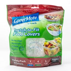 covermate assorted elasticated food covers, pack of 8 (s,m and l)