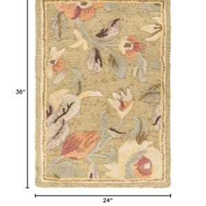 SAFAVIEH Blossom Collection 2' x 3' Green/Multi BLM785A Handmade Floral Premium Wool Accent Rug