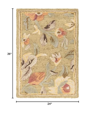 SAFAVIEH Blossom Collection 2' x 3' Green/Multi BLM785A Handmade Floral Premium Wool Accent Rug