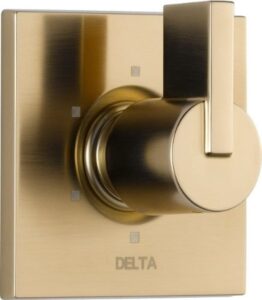 delta faucet vero 6-setting shower handle diverter trim kit, champagne bronze t11953-cz (valve not included)