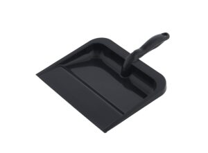 superio heavy duty plastic dustpan with comfort grip handle black, durable, lightweight multi surface dust pan easy broom sweeping, 10 inches wide, 1-pack