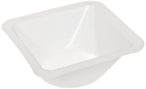 anti-static weigh boats with flat bottom and rounded corners, medium-sized, 85 ml capacity, square-shaped, polystyrene, disposable, white (pack of 500)