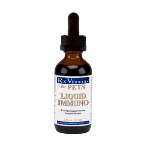 rx vitamins liquid immuno dog & cat immune support - reishi mushroom plus l-lysine for cats - dog immunity booster supplement - bacon flavor - 2 oz.