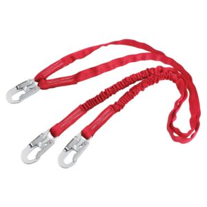 protecta pro-stop, 1340240 6-foot shock absorbing lanyard, 100% tie off with standard snaps on each end, red