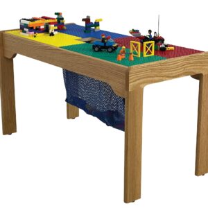 Fun Builder Table-Compatible with Lego® Brand Blocks with Built in Mesh Net 32"x16" Made in USA! Solid Wood Frame and Legs. Built to Last! Ages 5 and Older!