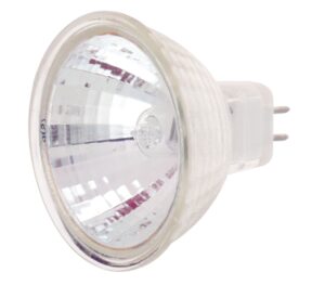 satco s4187 75 watt mr16 halogen gx5.3 base 12 volt clear fl 38 beam pattern light no harmful ultraviolet rays bulb, with lens, white