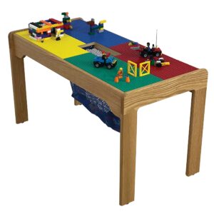 Fun Builder Table-Compatible with Lego® Brand Blocks with Built in Mesh Net 32"x16" Made in USA! Solid Wood Frame and Legs. Built to Last! Ages 5 and Older!