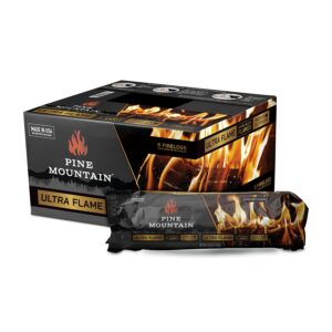 pine mountain ultraflame 3-hour firelogs, long burning firelog for campfire, fireplace, fire pit, indoor&outdoor use, 6 pack