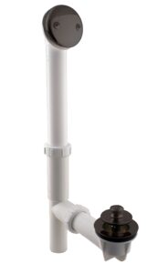 westbrass 594244-12 14" white tubular bath waste & overflow assembly with twist & close drain plug and 2-hole faceplate, oil rubbed bronze