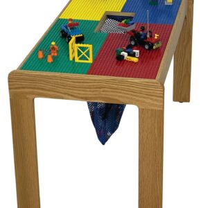 Fun Builder Table-Compatible with Lego® Brand Blocks with Built in Mesh Net 32"x16" Made in USA! Solid Wood Frame and Legs. Built to Last! Ages 5 and Older!