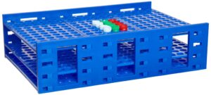 heathrow scientific polypropylene mega rack tube rack, 216 wells, holds 5-7 ml tubes, autoclavable, blue