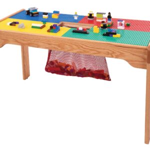 Fun Builder Table-Compatible with Lego® Brand Blocks with Built in Mesh Net 32"x16" Made in USA! Solid Wood Frame and Legs. Built to Last! Ages 5 and Older!