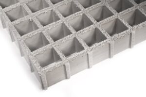 fibergrate fgi-am grating, light gray, usda accepted, grit-top, 1-1/2 thick, 3' wide, 5' long, 1-1/2 x 1-1/2 openings