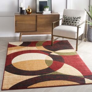 well woven dulcet bingo red modern geometric area rug (5'3" x 7'3")