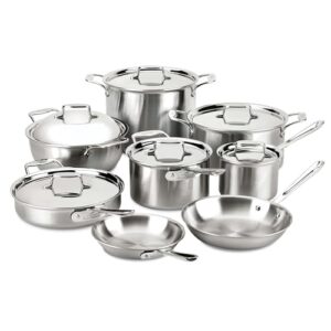 all-clad bd005714 brushed d5 stainless steel 5-ply 14-piece cookware set