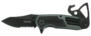 kershaw funxion emt assisted opening knife (3" black serr) 8100gryst