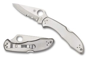 spyderco knives stainless steel delica 4 lockback combinationedge vg-10 blade pocket knife c11ps