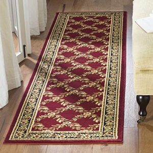 safavieh lyndhurst collection runner rug - 2'3" x 8', red & black, traditional floral trellis design, non-shedding & easy care, ideal for high traffic areas in living room, bedroom (lnh557-4090)