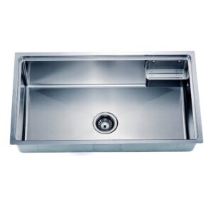 dawn sru311710 undermount small corner radius single bowl sink with basket, polished satin