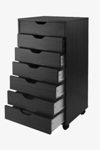 winsome 7-drawer composite wood halifax cabinet, black, (20792)