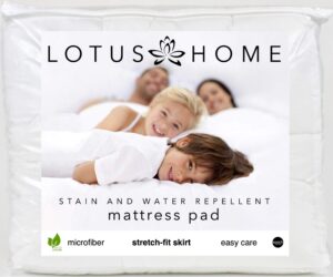 lotus home microfiber water and stain resistant mattress pad, king