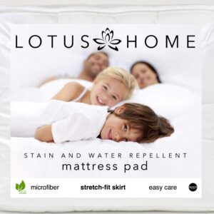 Lotus Home Microfiber Water and Stain Resistant Mattress Pad, King