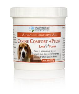 vitality science canine comfort plus for dogs | advanced digestive support | for chronic vomiting & diarrhea | restores microbiological balance | reduces acidity | 100% safe & natural (seafood, 120g)