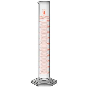 100ml graduated cylinder, borosilicate 3.3 glass, single metric scale, class b, karter scientific 213i12 (single)