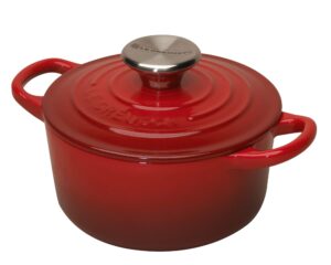 le creuset enameled cast iron mini cocotte with lid, 1/3 qt., cerise