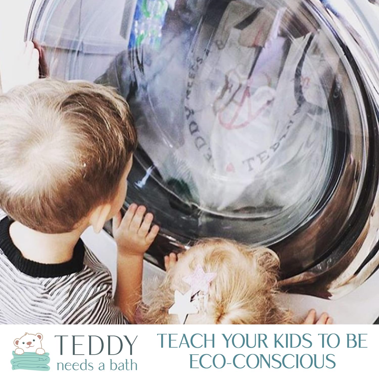 Teddy Needs A Bath! Premium Quality Washer Bag/Dryer Bag, Laundry Bag for Toys, Dolls, Plush Animals and Delicate Clothes, Suitable for Washer and Dryers, (20” x 30”) - 100% Cotton - Large