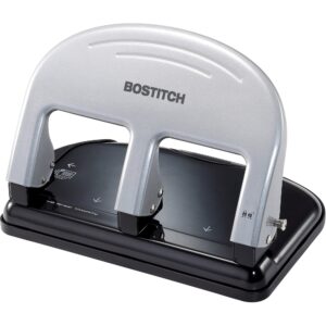 bostitch office paperpro inpress 40 reduced effort 3-hole punch, 40 sheets, silver (2240)