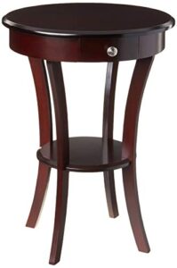 frenchi furniture wood round table with drawer and shelf ,espresso