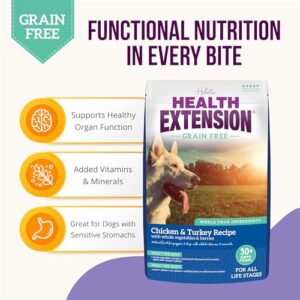 Health Extension Grain Free Chicken & Turkey Dry Dog Food (23.5 lb / 10.66 kg) - Whole Foods Ingredients Formula with a Blend of Turmeric & Antioxidants for All Life Stages Dogs