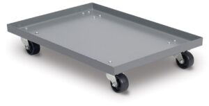 akro-mils ru843hr1420 powder coated steel panel 4-wheel dolly for 39085, 39120, 39170 or 66486 attached lid containers, grey