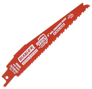 diablo bi-metal reciprocating saw blade for nail-embedded wood - 6" length, variable tooth, 6/12 tpi - ds0612bw