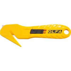 olfa concealed blade safety utility knife (sk-10) - multi-purpose safety cutter w/concealed blade, tape splitter, & non slip ergonomic handle, replacement blades: olfa skb-10 safety blades